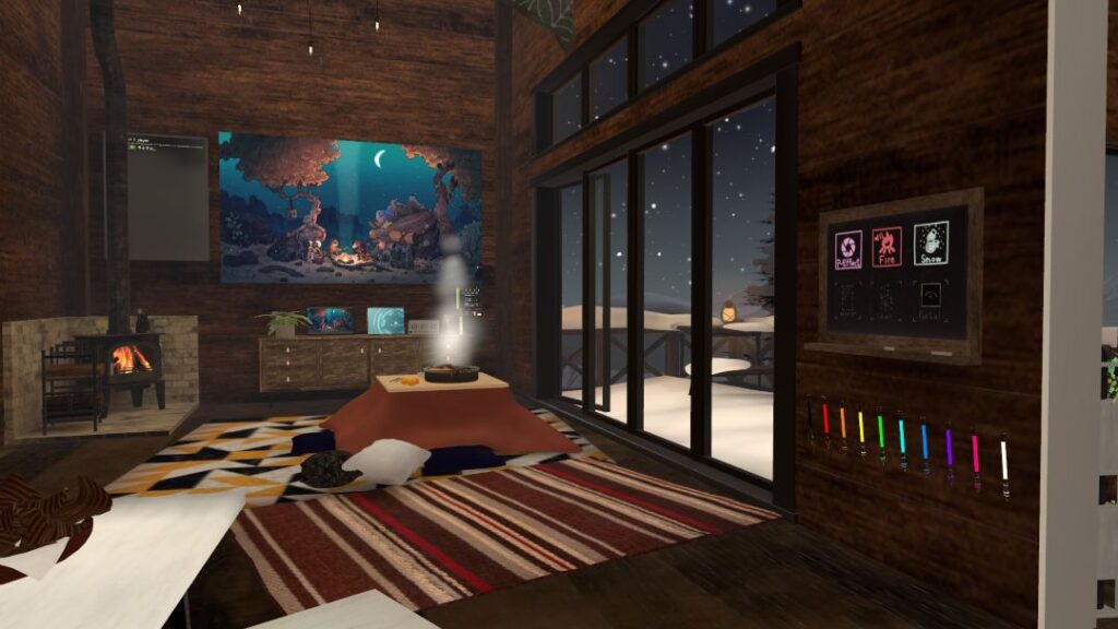【VRChatワールド紹介】ぽかぽかの冬 -Warm log house- | インドアろんろんのお役立ちブログ